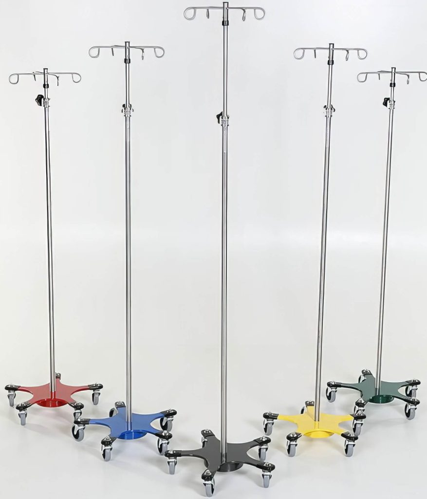 Stainless Steel 5-leg Space Saving IV Pole | Auxo Medical