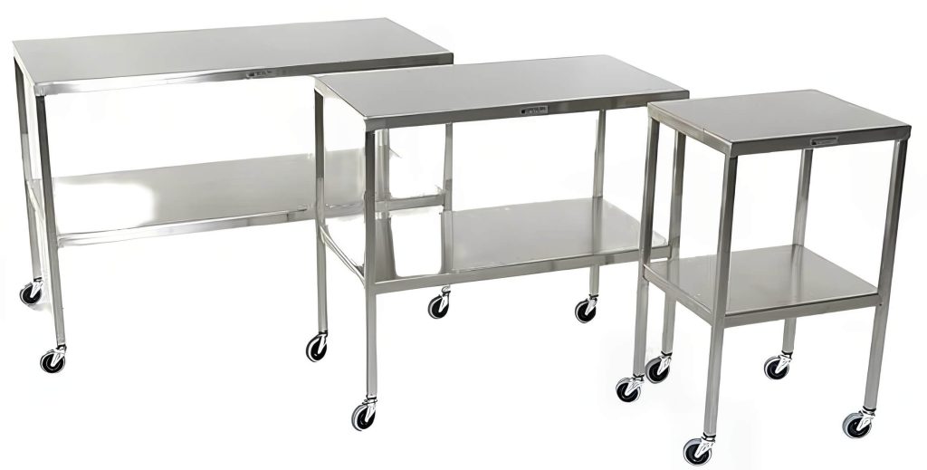 Stainless Steel Instrument / Back Tables with Shelf | Auxo Medical