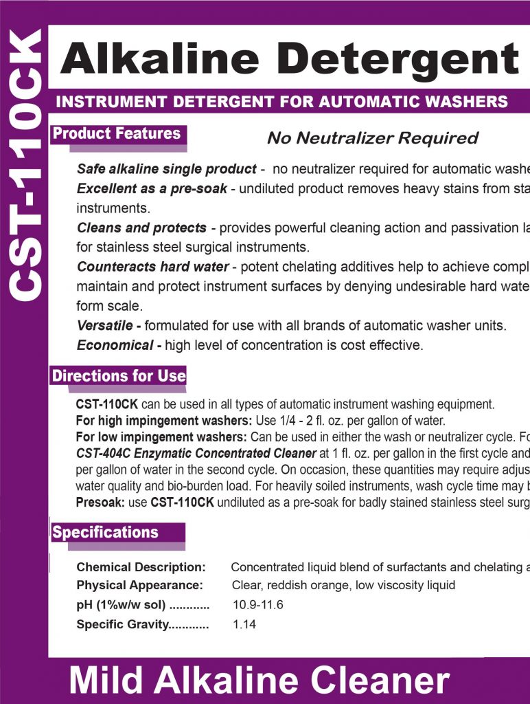 Serc Alkaline Detergent 4X1GAL CST-110CK | Auxo Medical
