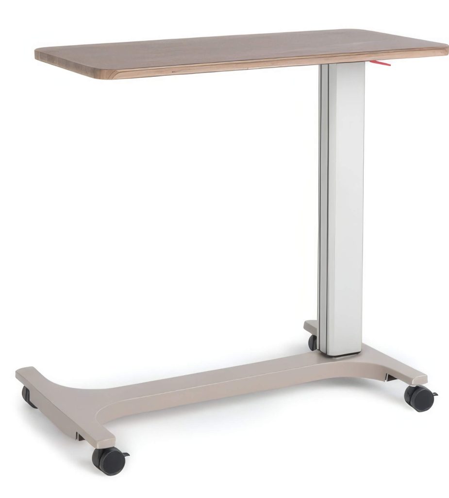 Low Extended Base Overbed Table, 3DL Raised Edge | Auxo Medical