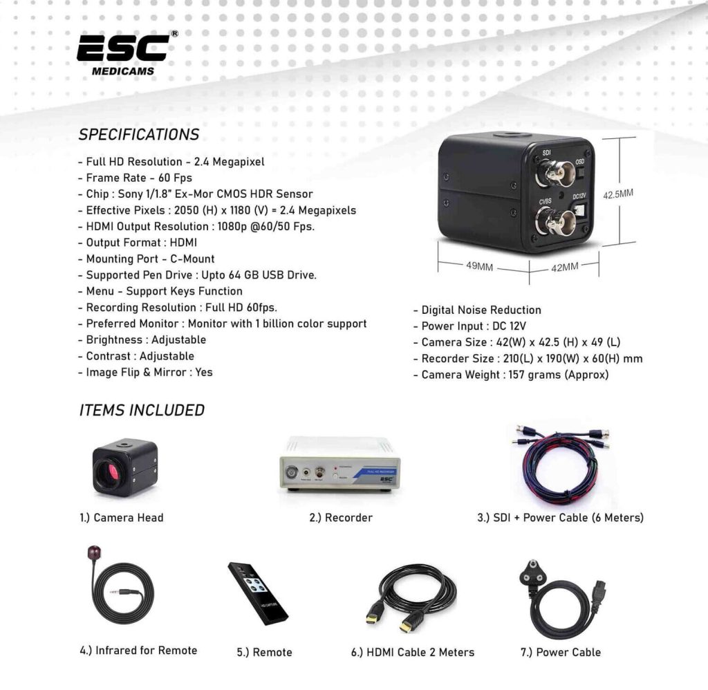 ESC Surgical Microscope camera with Recorder for Zeiss, Leica, Takagi Beam Splitter | Auxo Medical