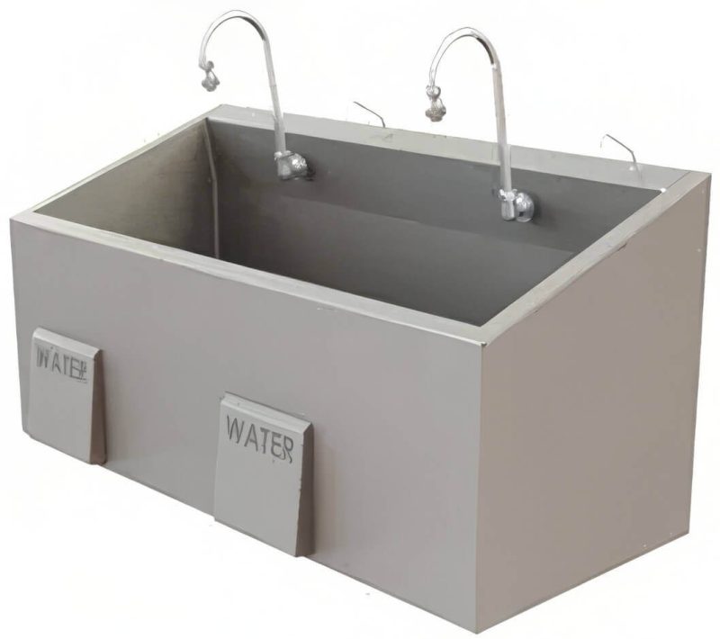 Dual Bay Economy Sink with Manual Knee Operated Water | Auxo Medical